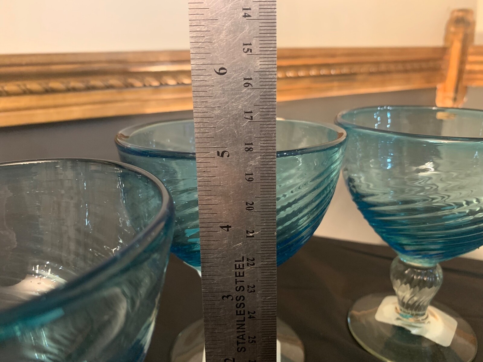 Mariposa Blown Goblet Recycled Blue Glass Optic Swirl Cocktail Mexico-qty 4-nwt | eBay