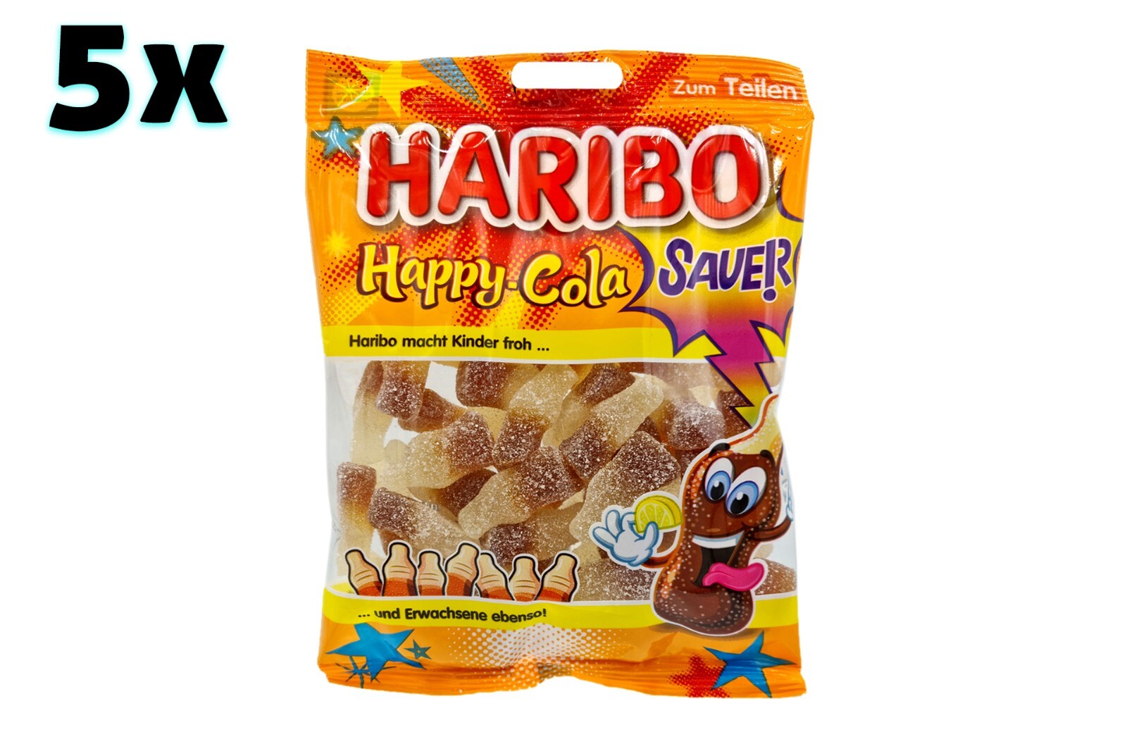 5x bags Haribo Happy Cola sour gummy candy 🍬 TRACKED SHIPPING ...