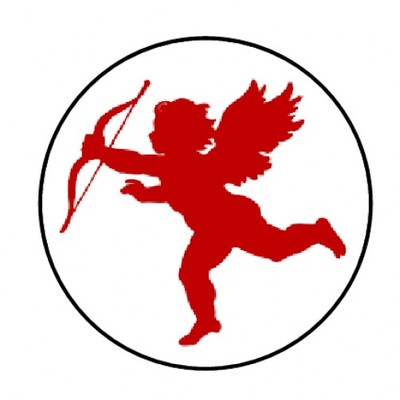 48 RED CUPID VALENTINES DAY ENVELOPE SEALS LABELS STICKERS 1.2" ROUND ...