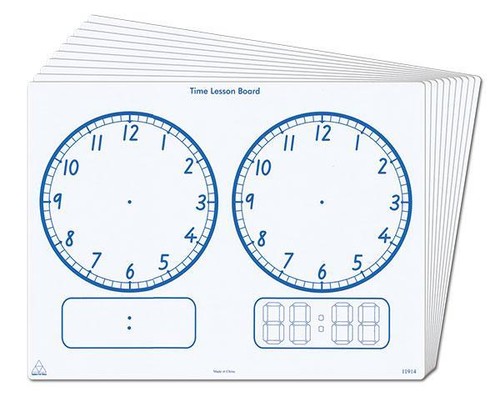 Whiteboard Printed Clock Time Write Wipe Desk Top A4 1p Maths Teaching ...