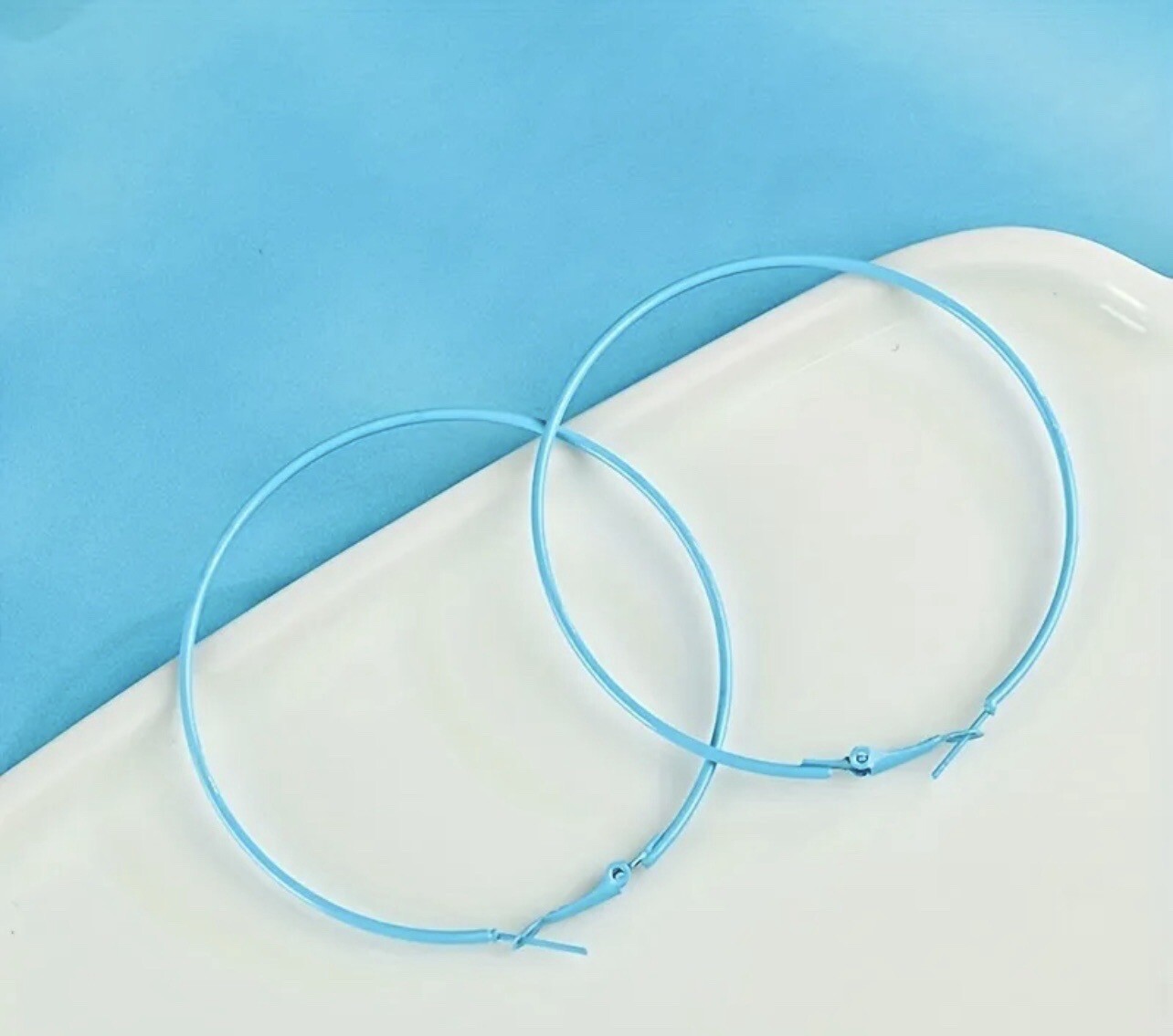 Plain Hoop Earrings 6cm In Multicoloured | eBay UK