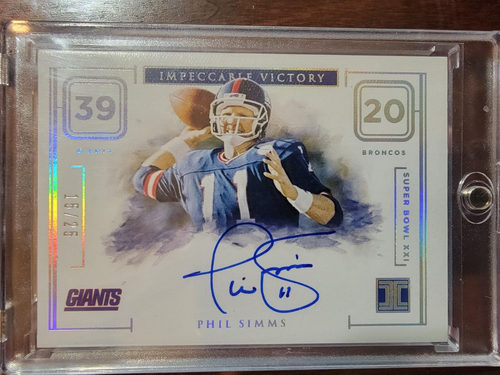PHIL SIMMS 2020 Impaccable VICTORY SIGNATURE SILVER AUTOGRAPH! #15/25 ...