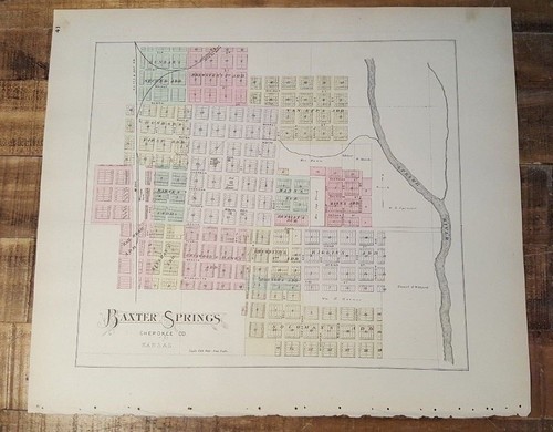 Antique Colored MAP - BAXTER SPRINGS or GALENA,EMPIRE CITY - 1887 ...