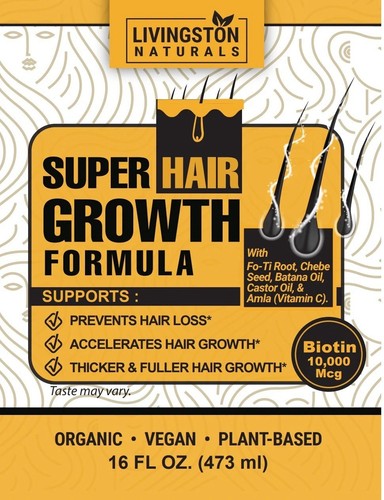 SUPER HAIR GROWTH FORMULA By Livingston Natural Herbal Labs Plant-Based ...