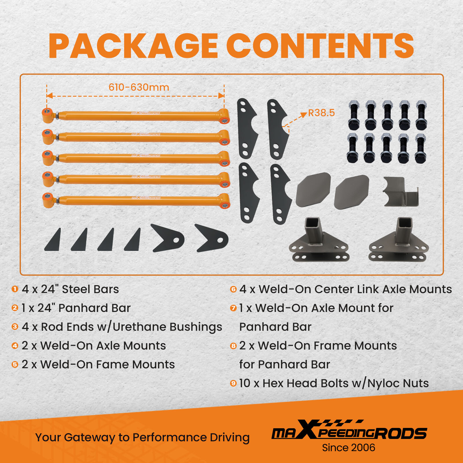 Parallel 4 Link Kit Universal Weld on with Tubes Car Truck Tool ...