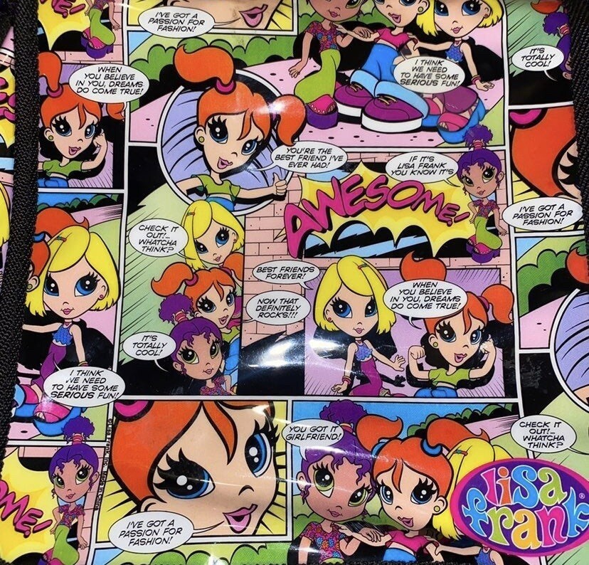 Vintage Lisa Frank Allover Comic Strip Girl Messenger… - Gem