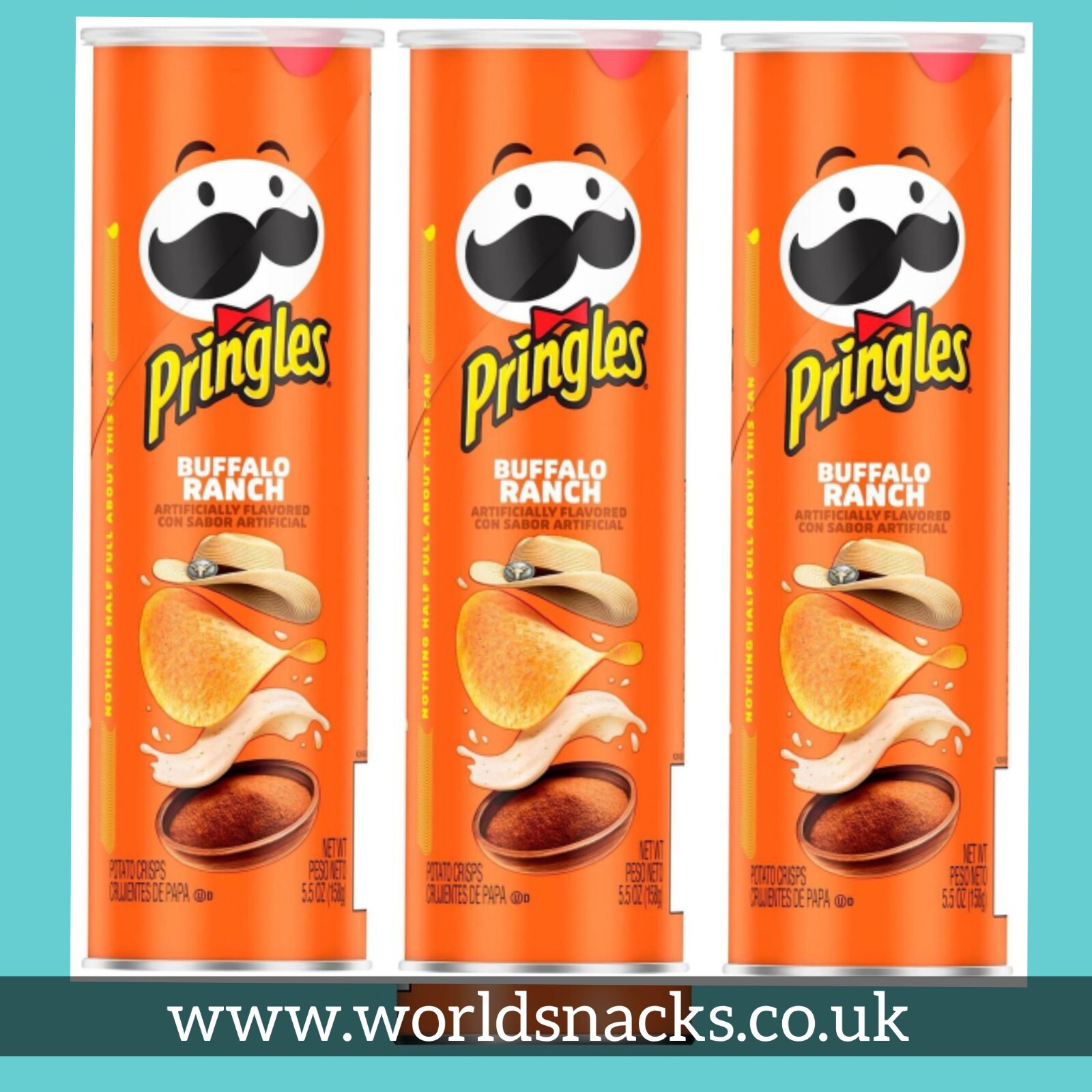 Pringles BUFFALO RANCH X3 155g Tubes Paprika Import Spicy Crisps ...