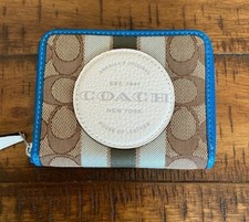 Coach Dempsey Small Zip Around Wallet Signature Jacquard Stripe and ...