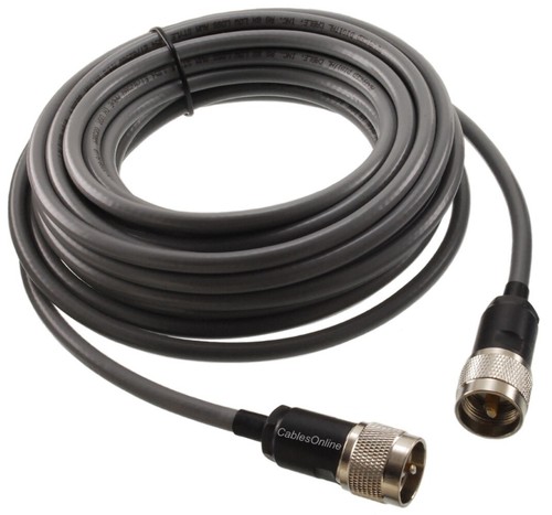 50ft RG-8/U-Mini (RG8X) Coax UHF PL-259 Male/Male Grey Coax Cable, R ...