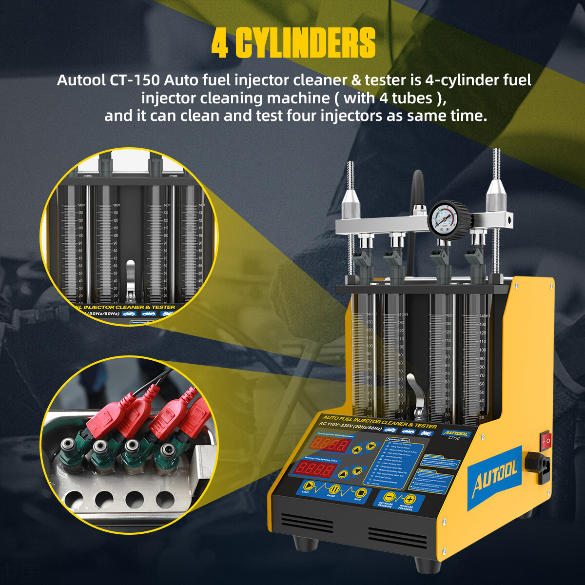 AUTOOL CT150 Ultrasonic Fuel Injector Cleaner Tester Nozzle Cleaning ...