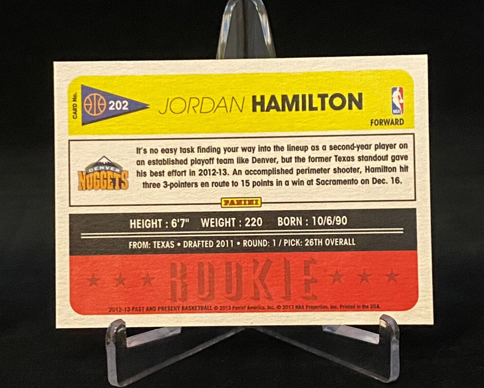 2012-13 Past & Present Rookie Card #202 Jordan Hamilton Denver Nuggets ...