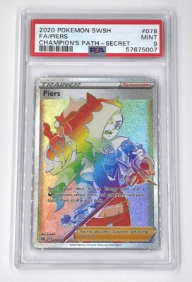 2020 Pokemon SWSH FA/Piers 078/073 Champion's Path - Secret PSA 9 Mint ...