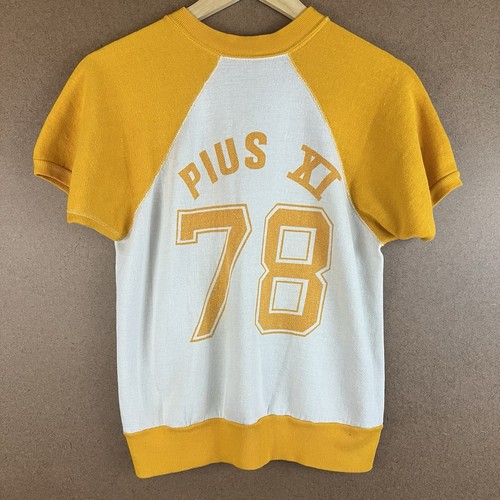 VTG 70s Pope Pius XI Catholic School Two-Tone Raglan Sweatshirt S ...