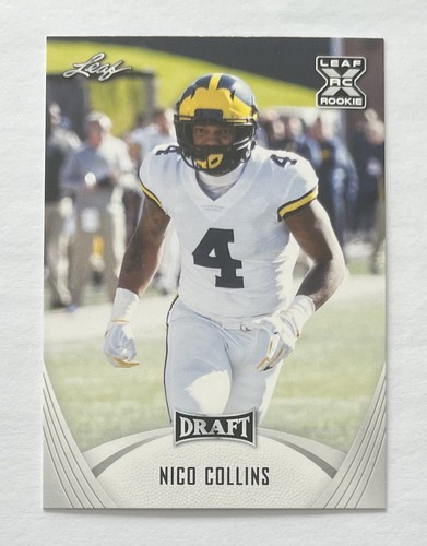 NICO COLLINS 2021 Leaf Draft Football White RC #29 Michigan - Texans. 💥 ...