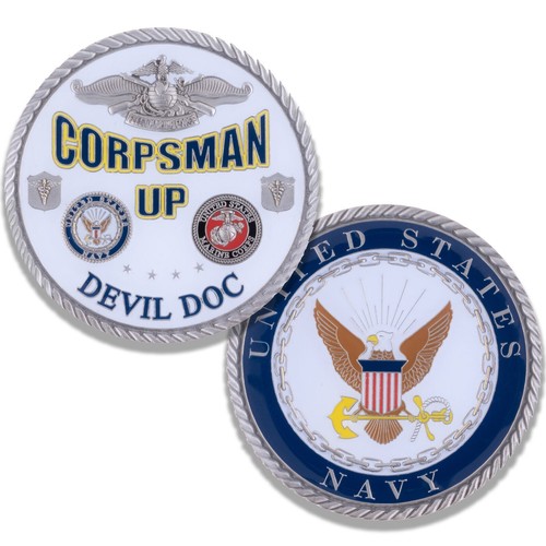 NAVY MARINE CORPS CORPSMAN UP DEVIL DOC 1.75" CHALLENGE COIN | eBay