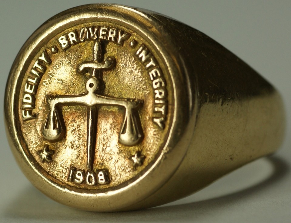 Vintage FBI 14K & 10K Gold Signet Service Recognition Ring US ...
