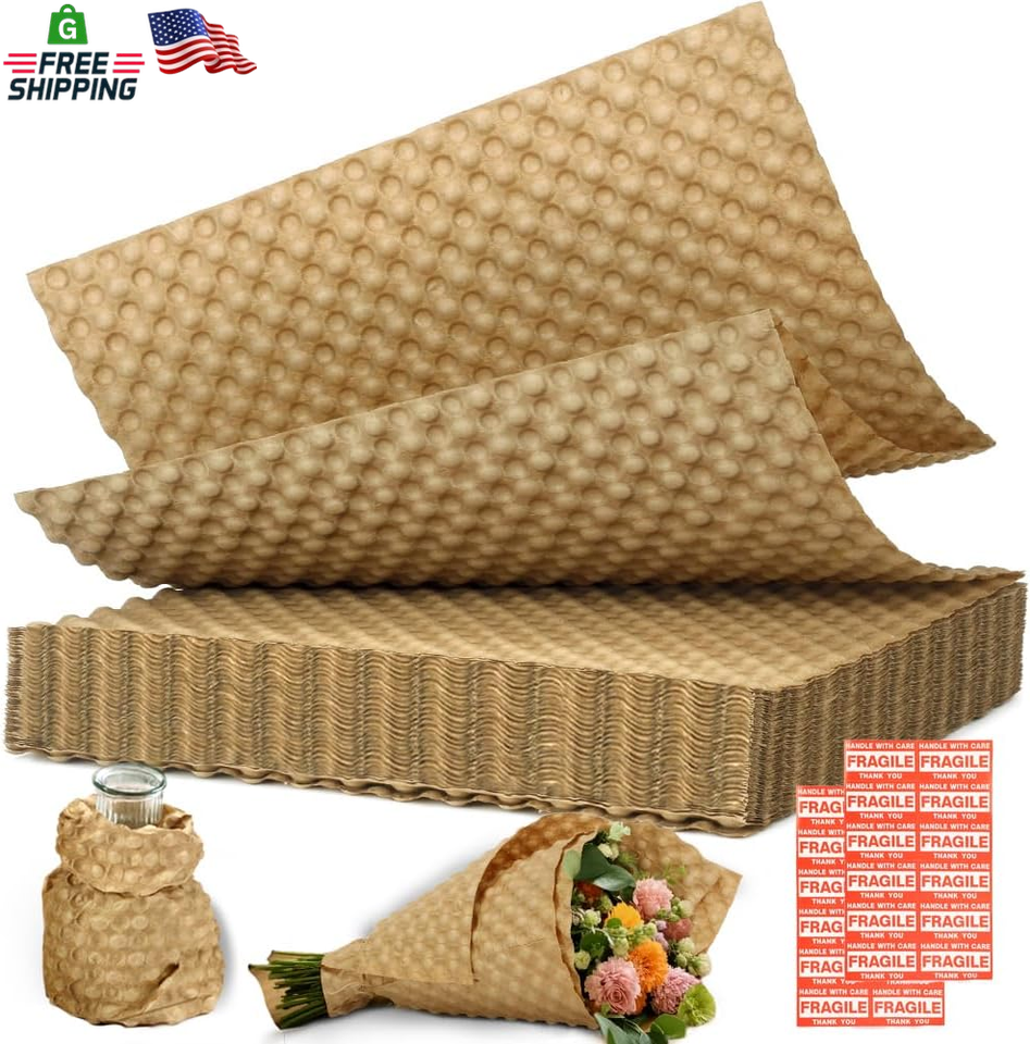 Paper Bubble Wrap Sheets for Packing 15" X 12” X 50 FT Bubble Wrap for ...