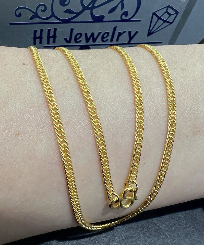 24K Yellow Gold Double Cuban Chain Necklace | eBay