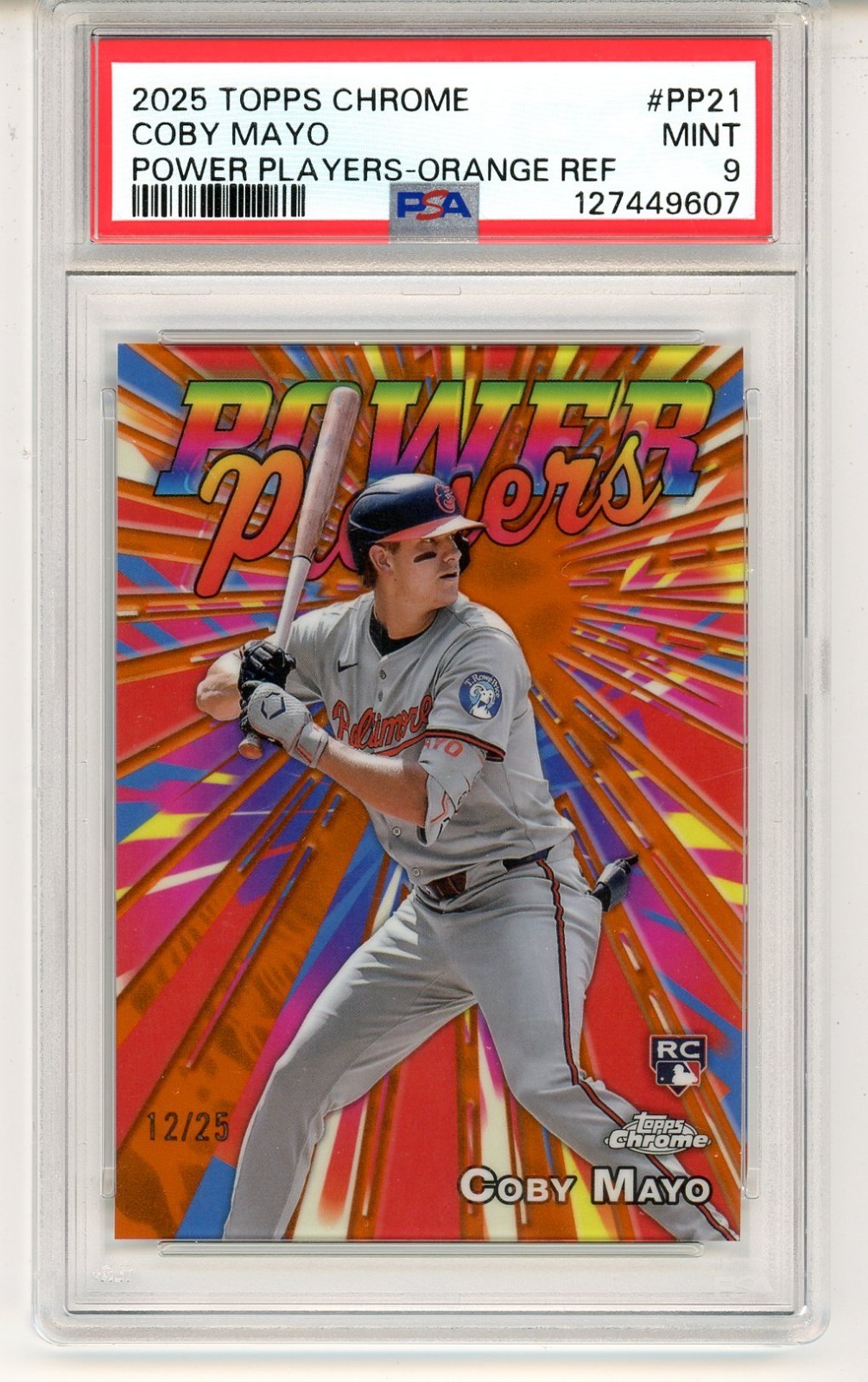 2025 Topps Chrome Coby Mayo RC Power Players Orange Refractor /25 PSA 9 ...