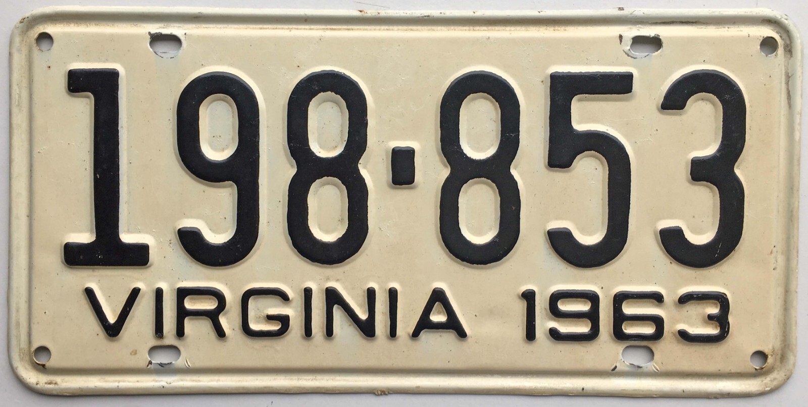 Virginia 1963 License Plate, 198-853, Very Nice Original! | eBay