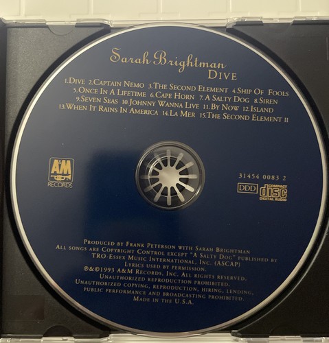 Sarah Brightman: DIVE ~ CD 2006 **No Back Cover Art** 731454008327 | eBay