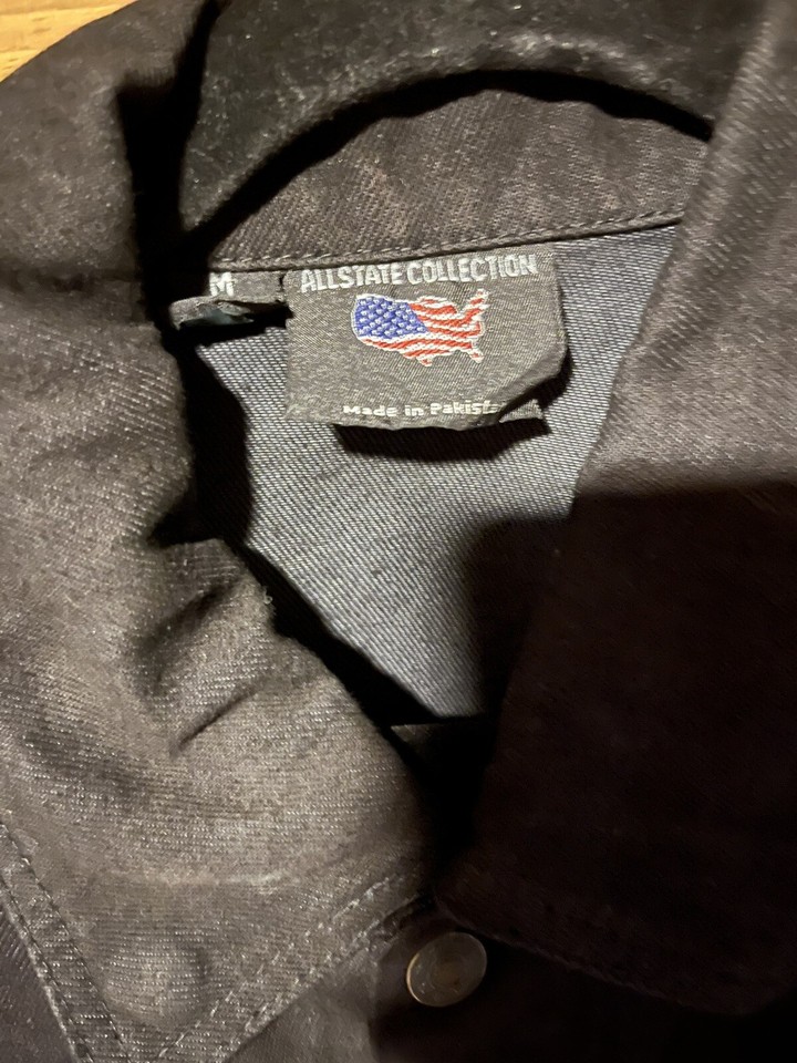 Allstate Collection Biker Jacket Black Denim Men’s Size Medium | eBay