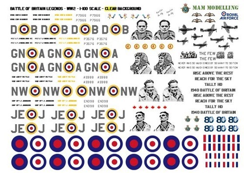 1:100 RAF WW2 & Battle of Britain Anniversary & Legends Tribute Decals ...
