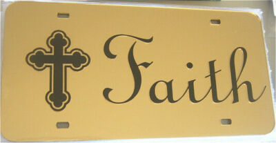 Faith License Plate Black on Gold | Laser | Aftermarket Branded