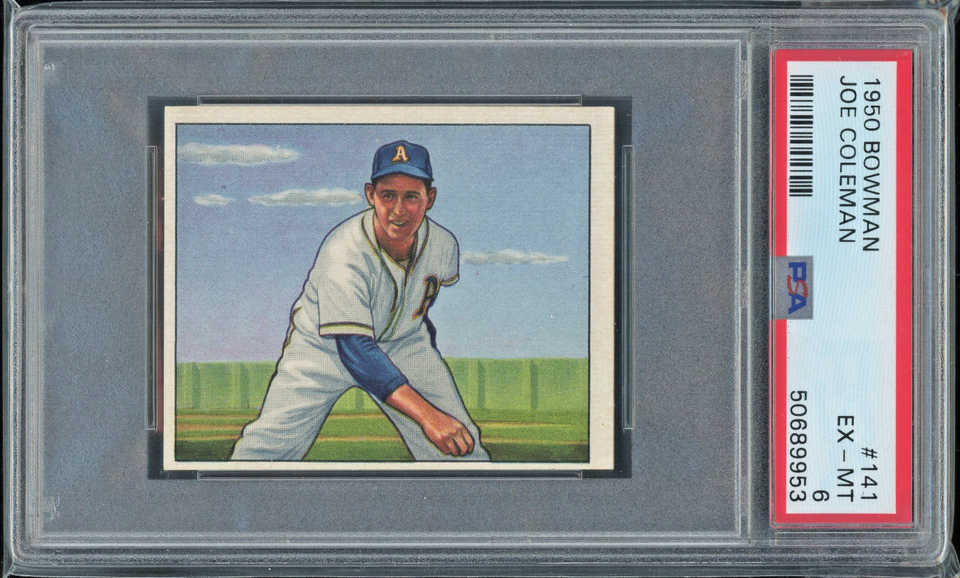 1950 Bowman #141 Joe Coleman PSA 6 RC Rookie Philadelphia A's Baseball ...
