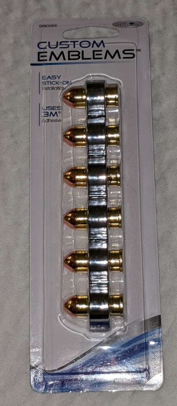 Chrome/Brass/Gold 44 Magnum Bullet Self Adhesive Emblem Decal Car ...