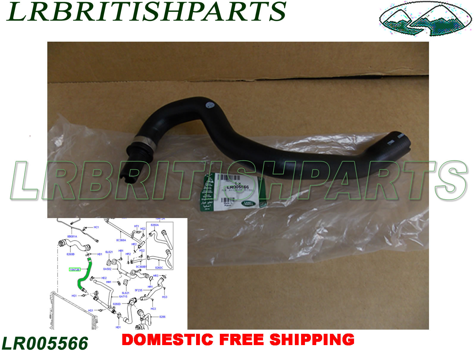 LAND ROVER HOSE HEATER WATER THERMOSTAT TO BOTTOM HOSE LR2 3.2L OEM NEW ...
