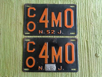 1952 w/ 56 Tab New Jersey License Plate Pair 52 1956 NJ Tag CO 4M0 ...