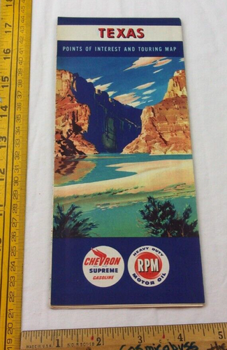 Texas touring road folded map 1950s Chevron RPM | eBay