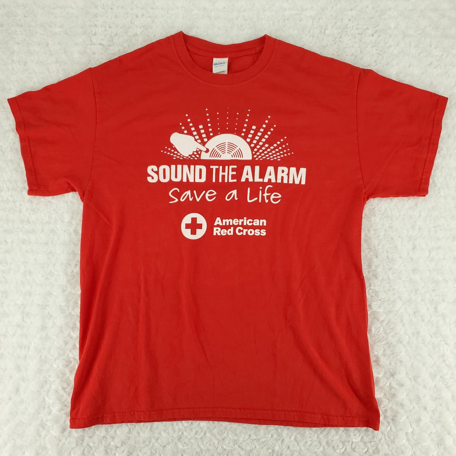 Red Cross Shirt L Red Double-Sided Sound The Alarm Save A Life Michigan ...