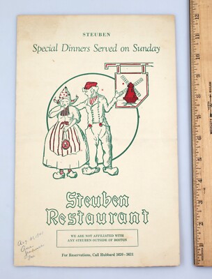 Vintage 1941 Steuben Restaurant Menu Boston Dutch | eBay