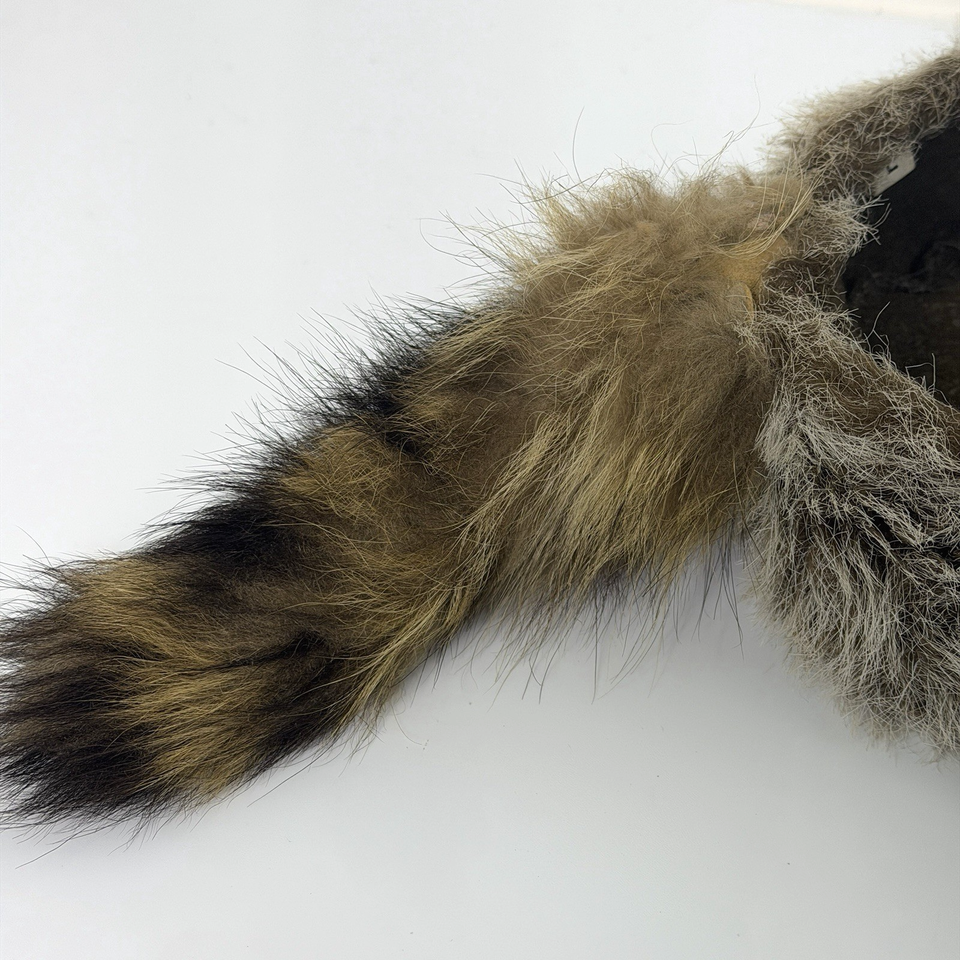 Vintage Coonskin Cap Hat Real Racoon Tail Faux Fur Body Large Frontier ...