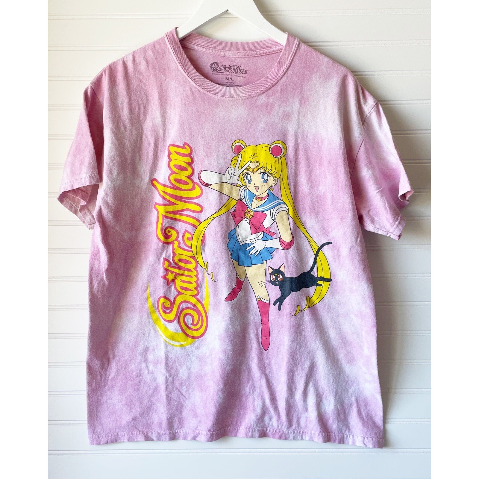 Sailor Moon Graphic Short Sleeve Tee Pink/White Tie D… - Gem