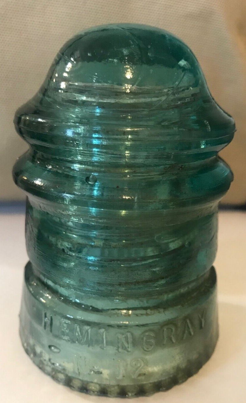 Vintage Hemingray No. 12 Aqua/Green Glass Insulator USA Pat. 5/02/1893 ...