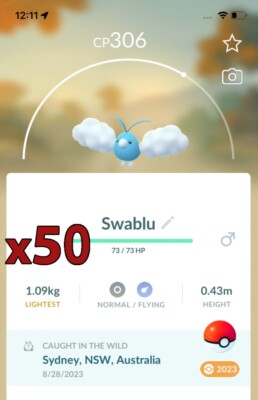 50x Swablu Pokemon Bundle !! Good Chance of Lucky and Good IVs !! Go | eBay