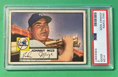 1952 TOPPS JOHNNY MIZE #129 PSA 2 GOOD CENTERED YANKEES | eBay