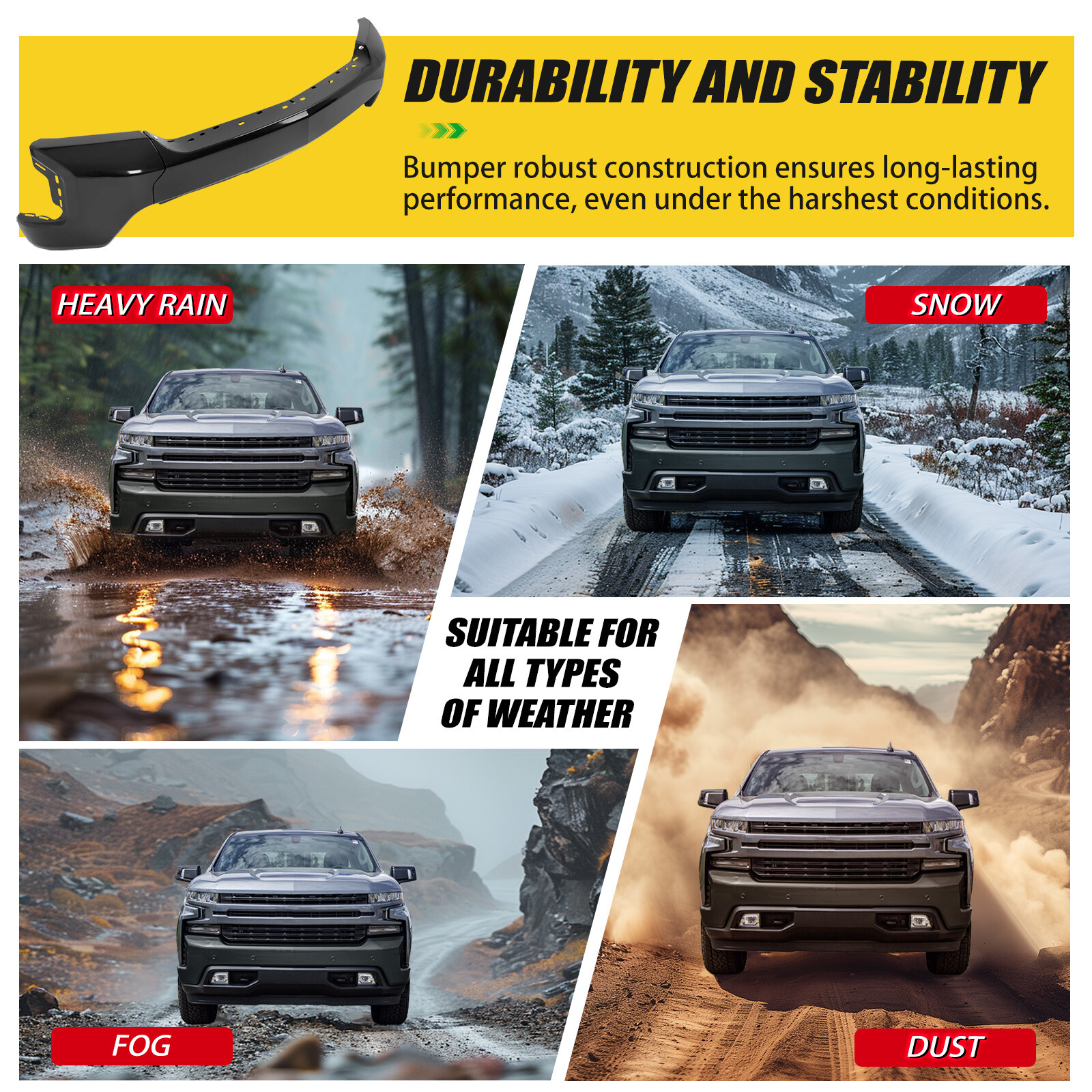 Steel Front Bumper Face Bar For Chevrolet Silverado 1500 2019-2022 ...