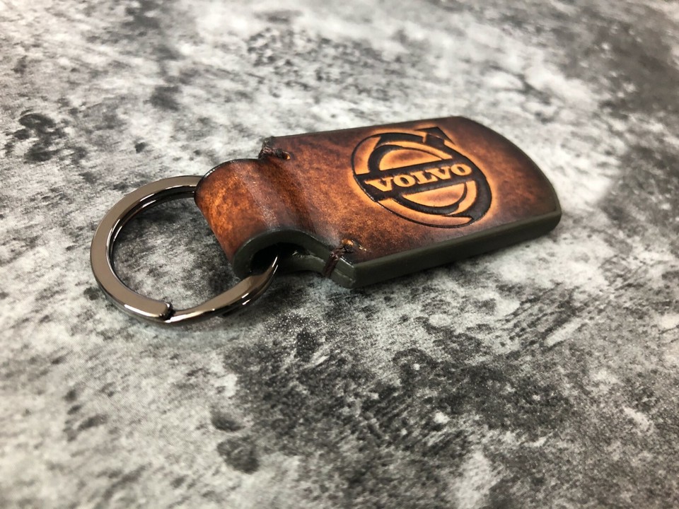 Handmade leather keychain with Volvo Logo in Brown. 1EA | eBay