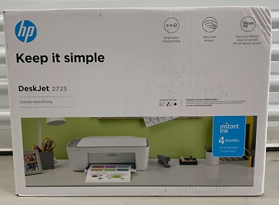 Brand New HP DeskJet 2725 Wireless All-in-One Printer Mobile Print Scan ...
