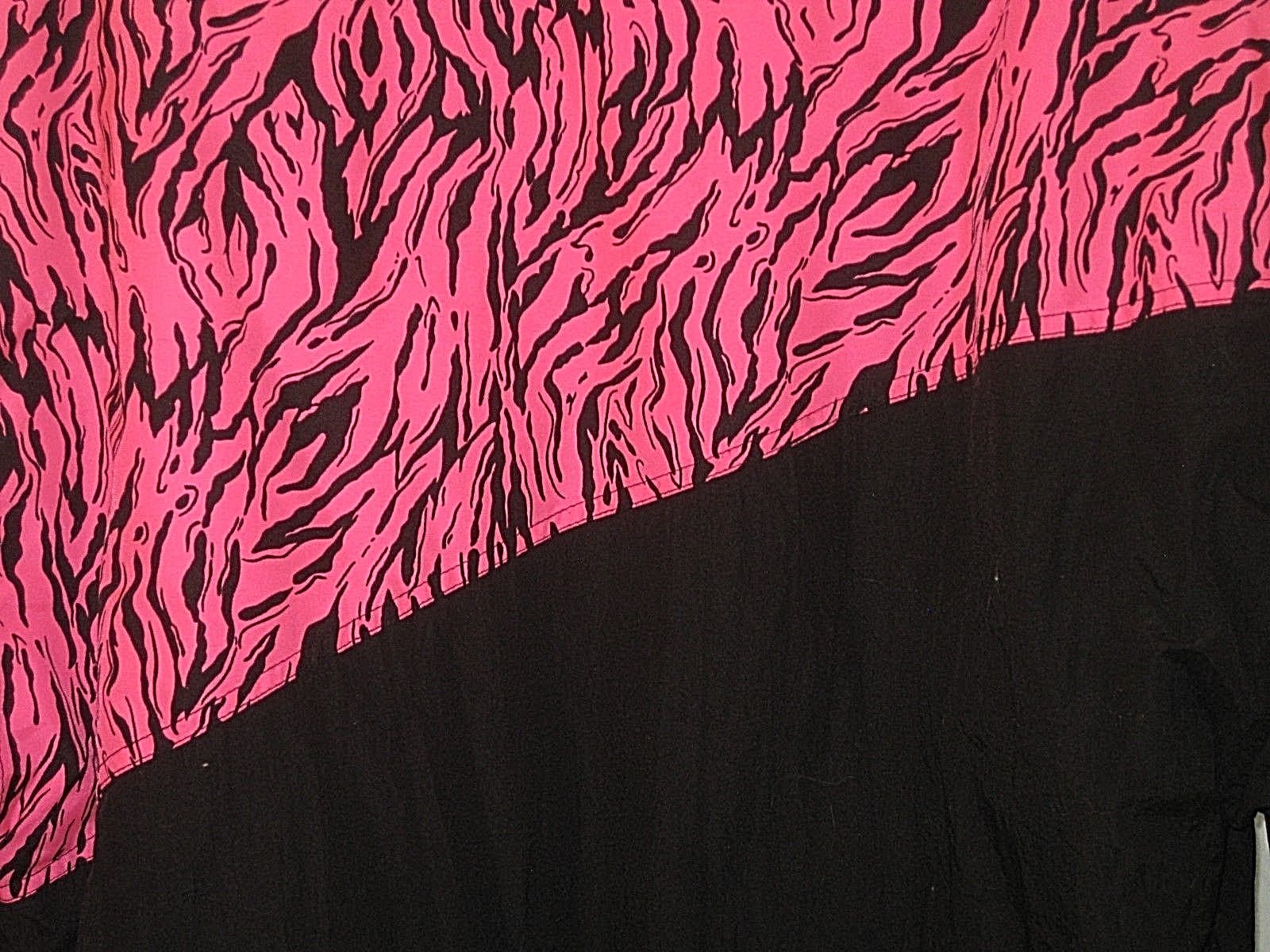 VINTAGE NEON PINK TIGER STRIPE SKI JACKET LADIES BLACK TUNIC PULL-OVER ...