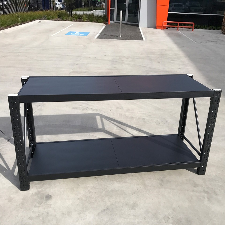 Matte Black Metal Warehouse Workbench Shelving Rack Work Bench Stand ...