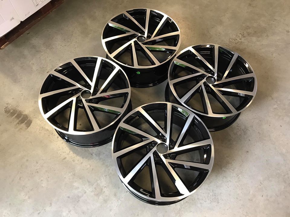 18" Golf R VW Spielberg Style Wheels Gloss Black Machined MK5 MK6 MK7 ...