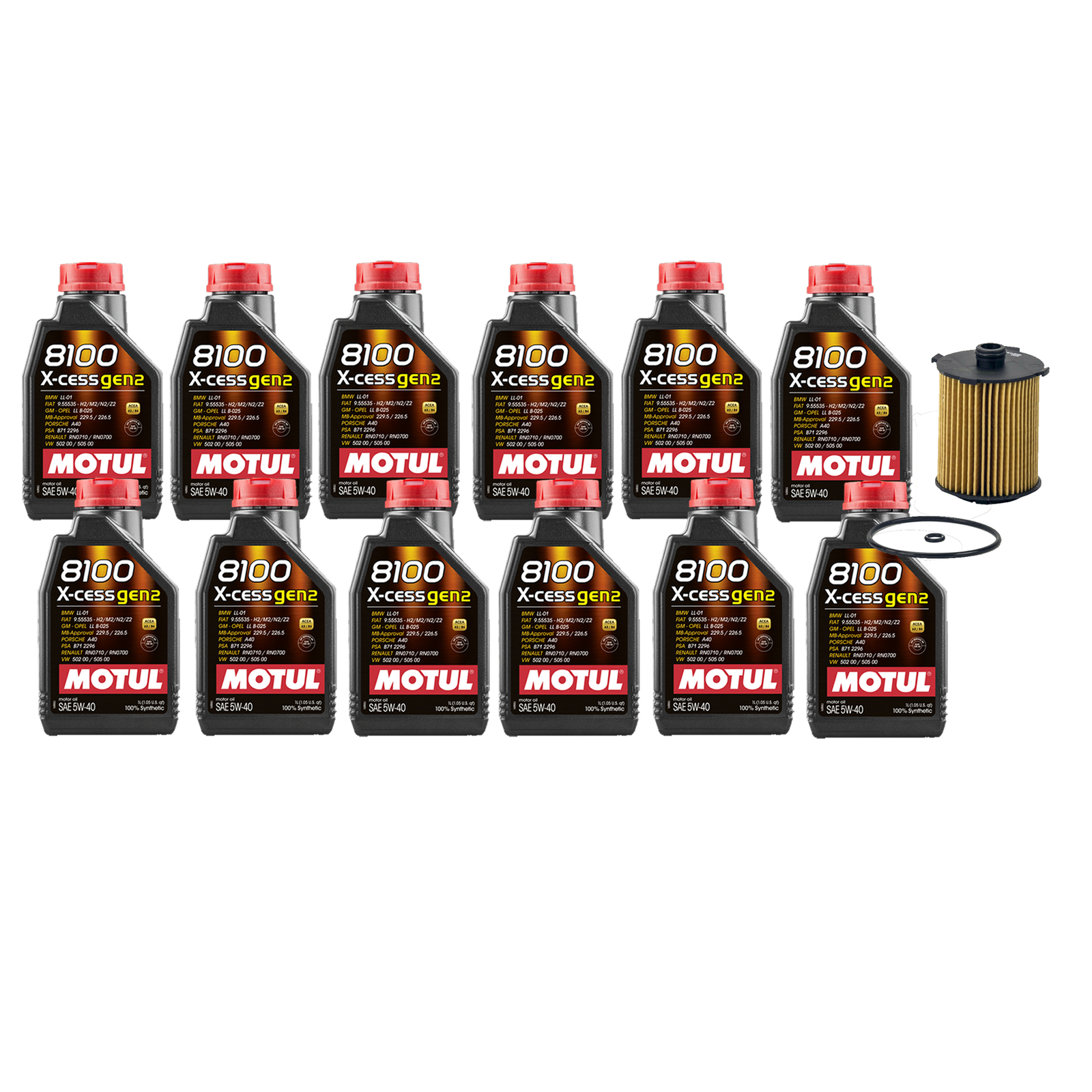 Motul + OEM Engine Oil Change Kit (12 Liter) (8100) (X-CESS GEN2 5W-40 ...