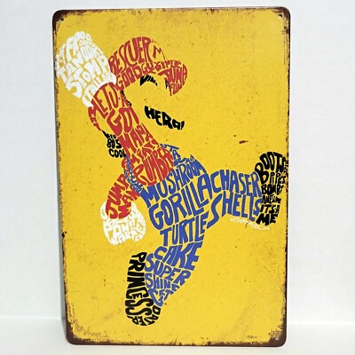 Super Mario Nintendo Gaming Rustic Vintage Metal Tin Signs Man Cave ...