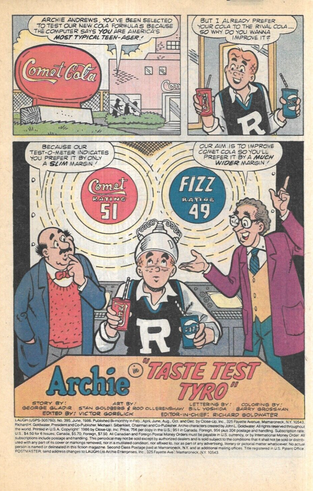 Laugh Comics 395 First Print Copper Age 1986 George Gladir Stan ...