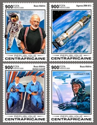 Central Africa - 2020 Astronaut Buzz Aldrin - 4 Stamp Set - CA200101c ...